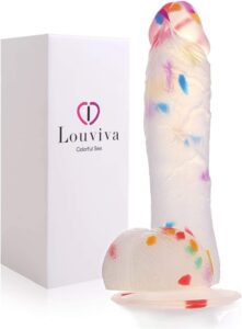 louviva dildo realistic clear silicone suction cup women sex toy, adults sex toy for women/men/gay (colorful, 7.6 inch)