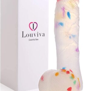 Louviva Dildo Realistic Clear Silicone Suction Cup Women Sex Toy, Adults Sex Toy for Women/Men/Gay (Colorful, 7.6 Inch)