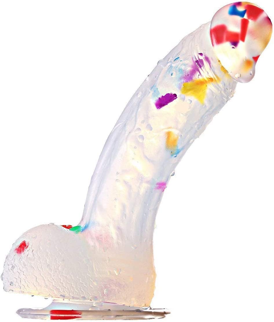 Louviva Dildo Realistic Clear Silicone Suction Cup Women Sex Toy, Adults Sex Toy for Women/Men/Gay (Colorful, 7.6 Inch)