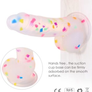 Louviva Dildo Realistic Clear Silicone Suction Cup Women Sex Toy, Adults Sex Toy for Women/Men/Gay (Colorful, 7.6 Inch)