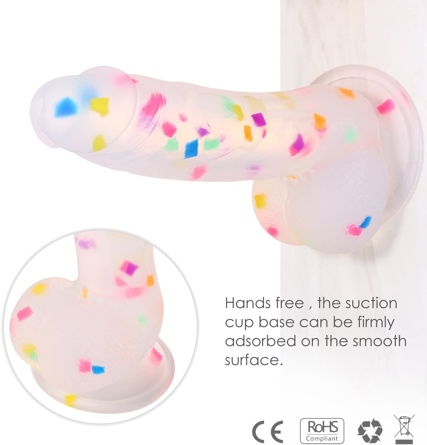 Louviva Dildo Realistic Clear Silicone Suction Cup Women Sex Toy, Adults Sex Toy for Women/Men/Gay (Colorful, 7.6 Inch)