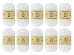 10-pack of yonkey monkey 500 grams yarn - 70% rayon derived from bamboo, 30% cotton - imported - white 9013