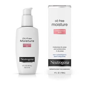 neutrogena oil free moisture glycerin face moisturizer & neck cream for combination skin, lightweight, oil absorbing facial moisturizer lotion for a soft natural matte, 4 fl. oz