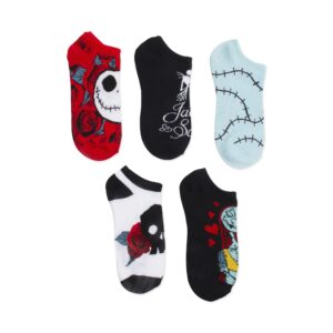 disney womens nightmare before christmas 5 pack no show casual sock, black primary, 9 11 us