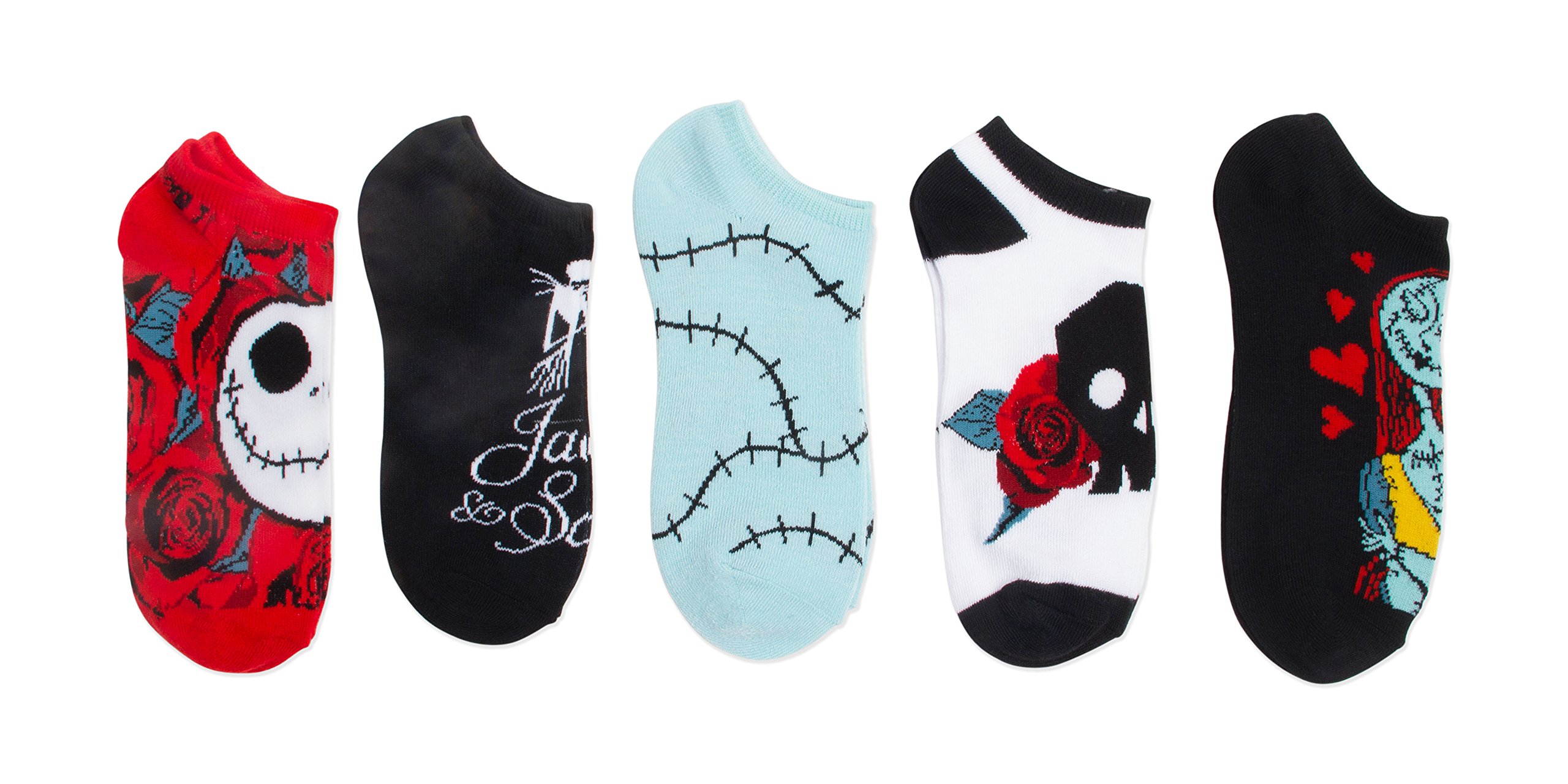 Disney womens Nightmare Before Christmas 5 Pack No Show Casual Sock, Black Primary, 9 11 US