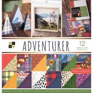 american crafts ps-005-00575 card stock adventurer premium printed cardstock stack, 12"x12"