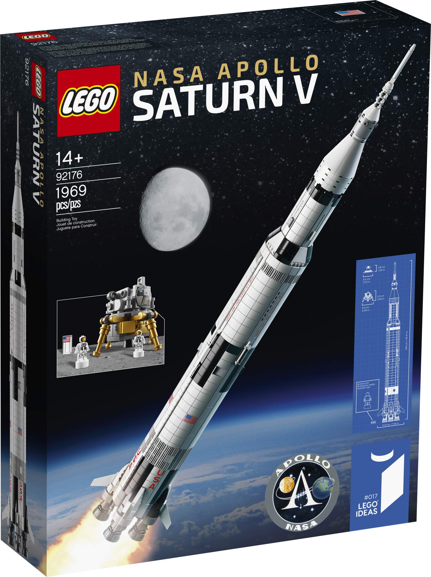 LEGO Ideas NASA Apollo Saturn V 92176 Outer Space Model Rocket for Kids and Adults, Science Building Kit (1969 Pieces)