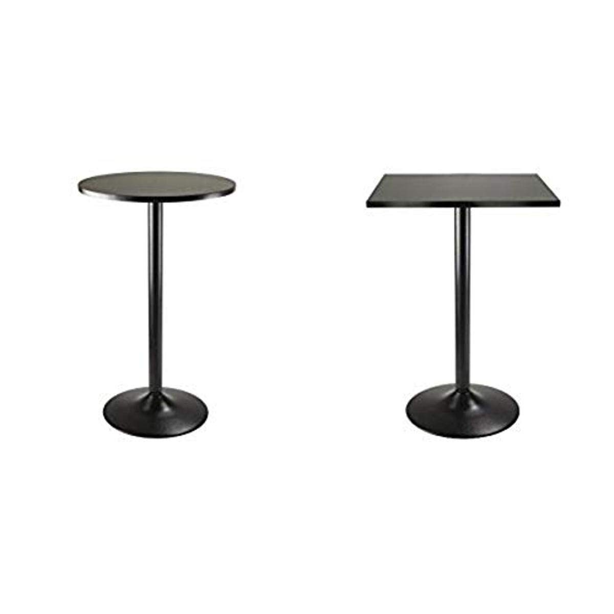 Winsome Obsidian Pub Table Round Black Mdf Top with Black Leg And Base - 23.7-Inch Top, 39.76-Inch Height + Winsome Obsidian High Table Square Black Mdf Top with Black Leg And Base_Bundle