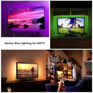 Nexlux LED Lights for 58 Inch TV,Backlight 8.2ft USB LED Light Strip Indoor Use APP Controlled with Remote, DIY Colors TV LED for Gaming Lights,Ambient Lighting Kit