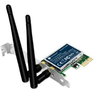 FebSmart Wireless N Dual Band 600Mbps (2.4GHz 300Mbps or 5GHz 300Mbps) PCIE WiFi Adapter for Windows 11, 10, 8.x, 7, XP (32/64bit) and Windows Server Desktop PCs, 2X2 MIMO PCIE WiFi Card (FS-N600)