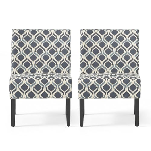 Christopher Knight Home Kassi Fabric Accent Chairs, 2-Pcs Set, Blue / Navy