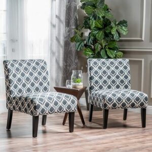 Christopher Knight Home Kassi Fabric Accent Chairs, 2-Pcs Set, Blue / Navy