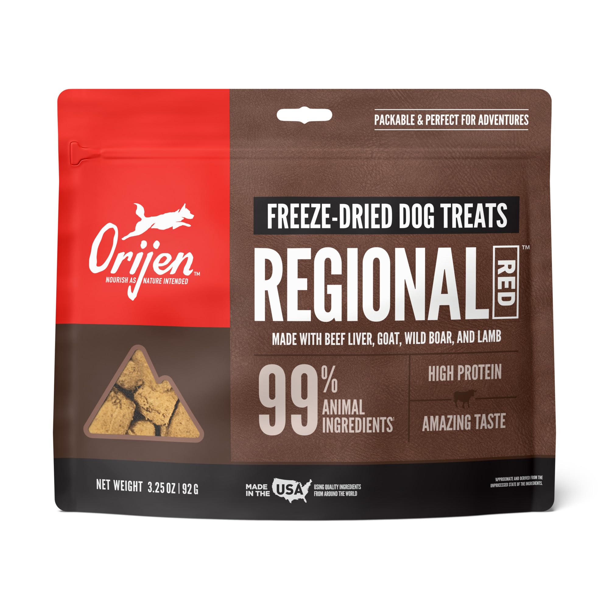 ORIJEN Freeze Dried BEEF RECIPE Dog Treats, WholePrey Ingredients, 3.25oz