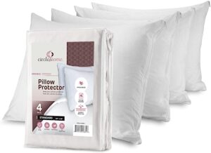 pillow protectors 4 pack standard zippered - 100% cotton breathable pillow covers - protects pillows from dirt, dust and debris (standard - set of 4 - 20x26)