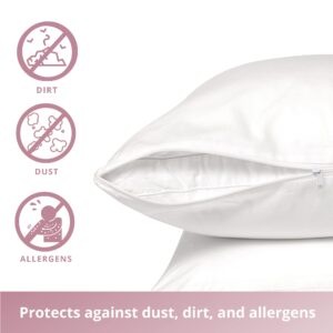 Pillow Protectors 4 Pack Standard Zippered - 100% Cotton Breathable Pillow Covers - Protects Pillows from Dirt, Dust and Debris (Standard - Set of 4 - 20x26)