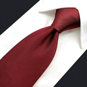 S&W SHLAX&WING Solid Color Red Wedding Silk Neckties for Men Classic Tie 57.5 inches