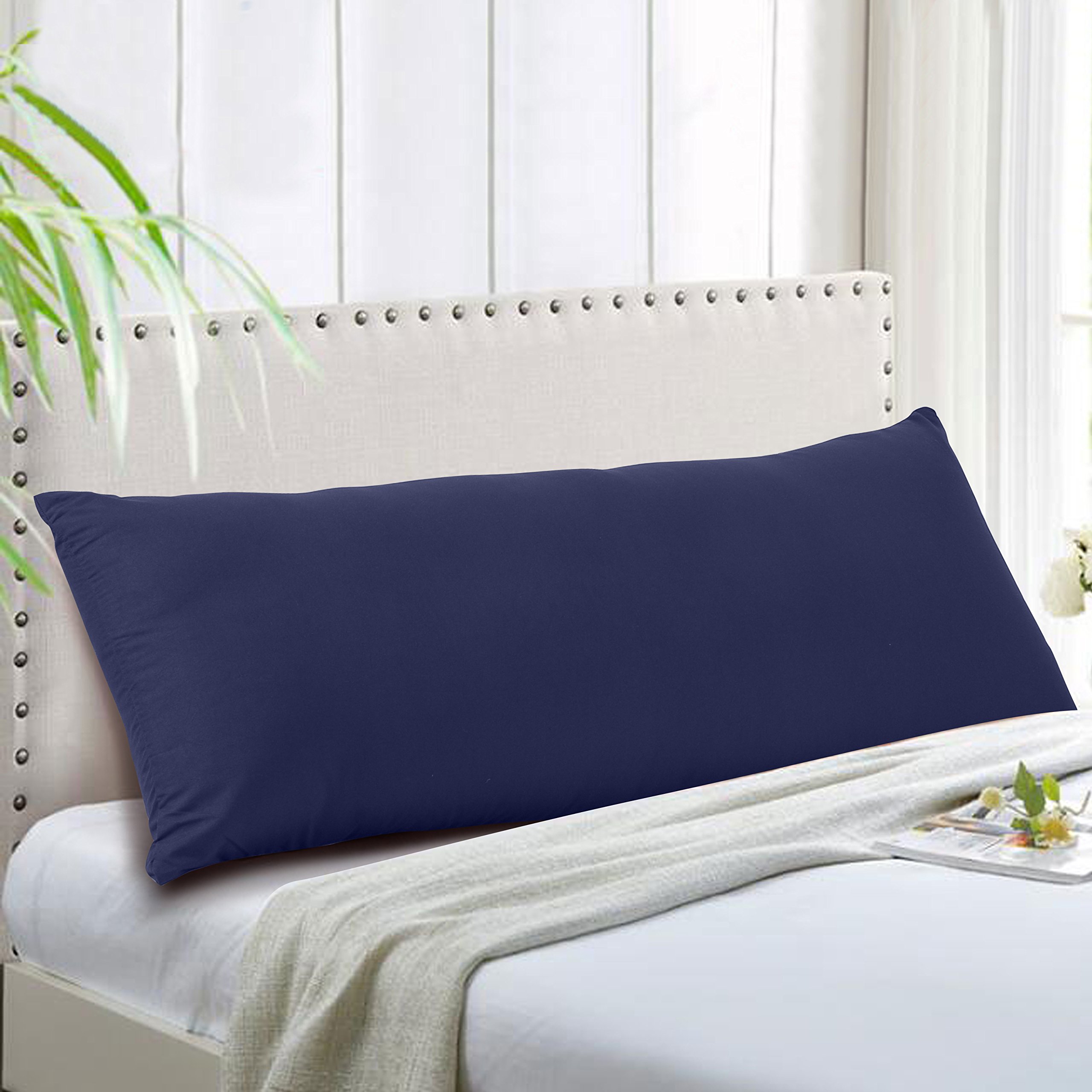 EVOLIVE Ultra Soft Microfiber Body Pillow Cover/Pillowcases 21"x54" with Hidden Zipper Closure (21"x54" Body Pillow Cover, Navy)