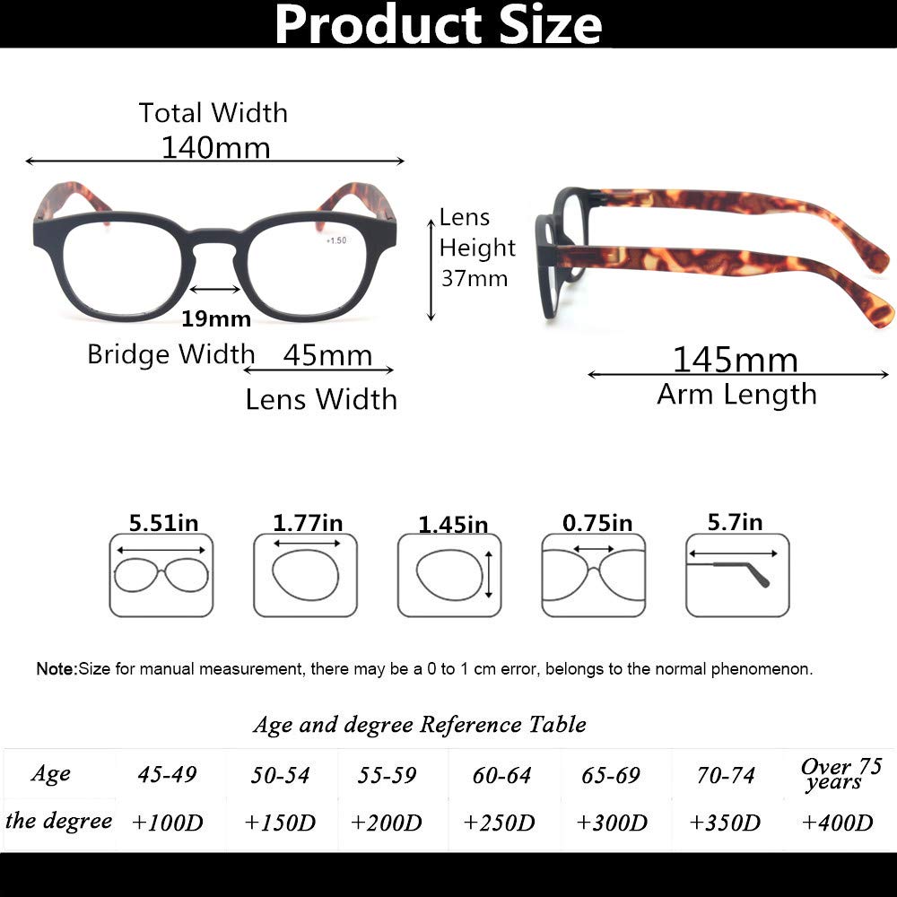 Kerecsen Reading Glasses Fashion Men and Women Readers Spring Hinge with Pattern Design Eyeglasses for Reading (5 Pack Mix Color, 2.5)