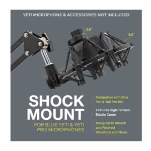 Knox Gear Shock Mount - Microphone Shock Mount for Blue Yeti & Yeti Pro - Shock Mount Mic Holder for Anti Vibration Noise Isolation - Mic Shock Mount Blue Yeti Boom Arm Compatible Mic Stand