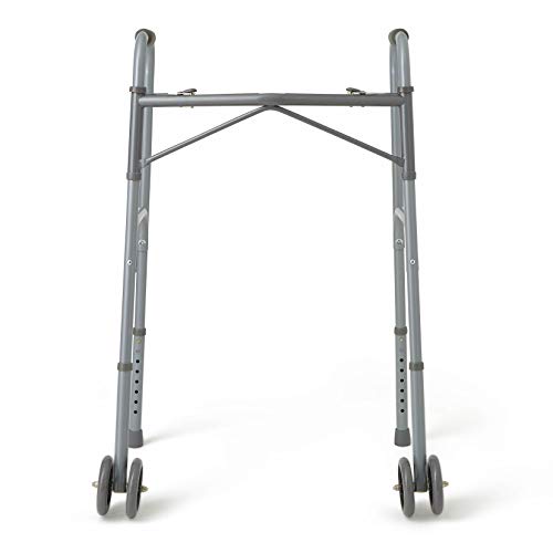 Medline Heavy Duty Bariatric Extra Wide Folding Walker wtih 5" Wheels, Supports up to 600 lbs, Comfort Foam Hand Grips