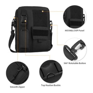 Wowelife Classic Black Shoulder bag Small Canvas Messenger Bag Men Small Tactical Bag Crossbody Casual Pack Travel Carry Bag Lightweight Easy to Carry