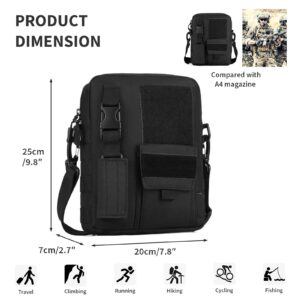 Wowelife Classic Black Shoulder bag Small Canvas Messenger Bag Men Small Tactical Bag Crossbody Casual Pack Travel Carry Bag Lightweight Easy to Carry