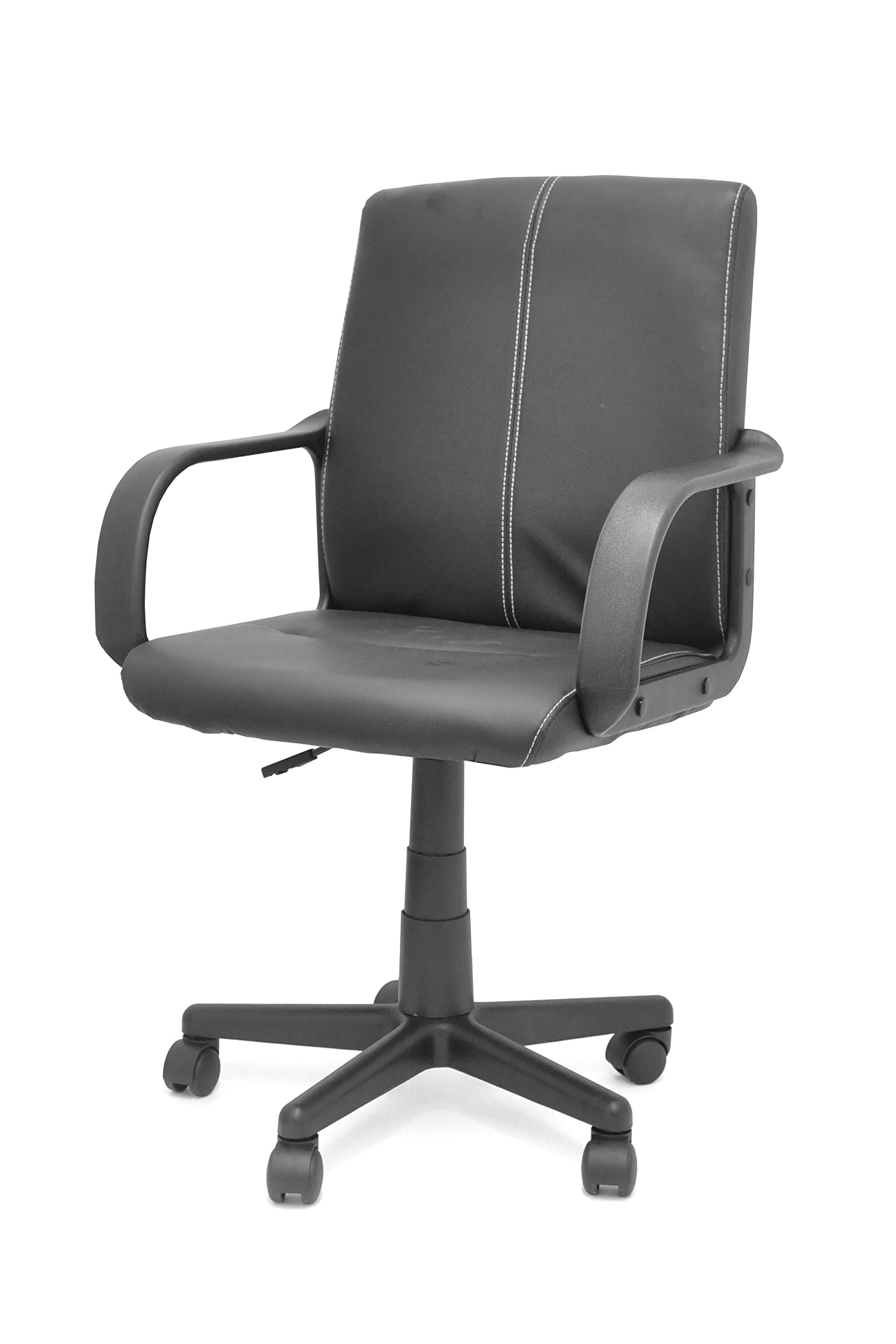 Urban Lifestyle Black Faux Leather Office Chair Computer Office Chair with Seat and Armrest Adjustment, Black