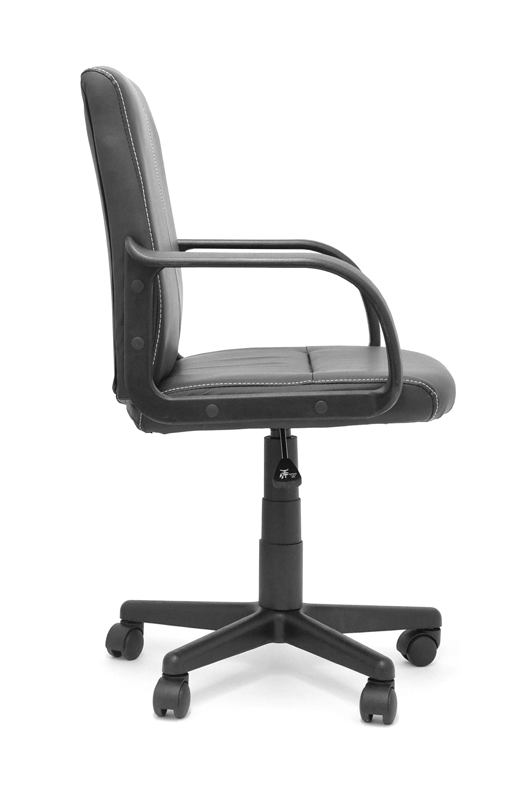 Urban Lifestyle Black Faux Leather Office Chair Computer Office Chair with Seat and Armrest Adjustment, Black