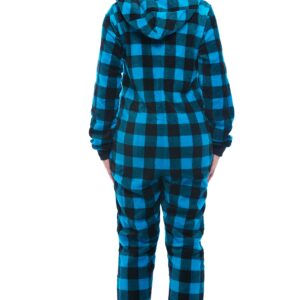 6290-TRQ-M Just Love Adult Onesie / Pajamas, Turquoise Buffalo Plaid, Medium