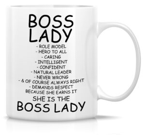 retreez funny mug - boss lady role model caring description 11 oz ceramic coffee mugs - funny, sarcasm, motivational, inspirational birthday gifts for friends, coworkers, employer, siblings, dad, mom