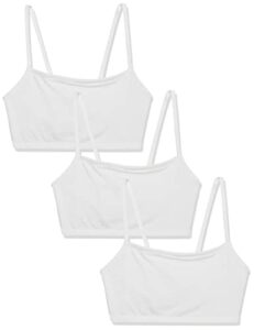 fruit of the loom womens spaghetti strap cotton pull over 3 pack sports bra, white/white/white, 44