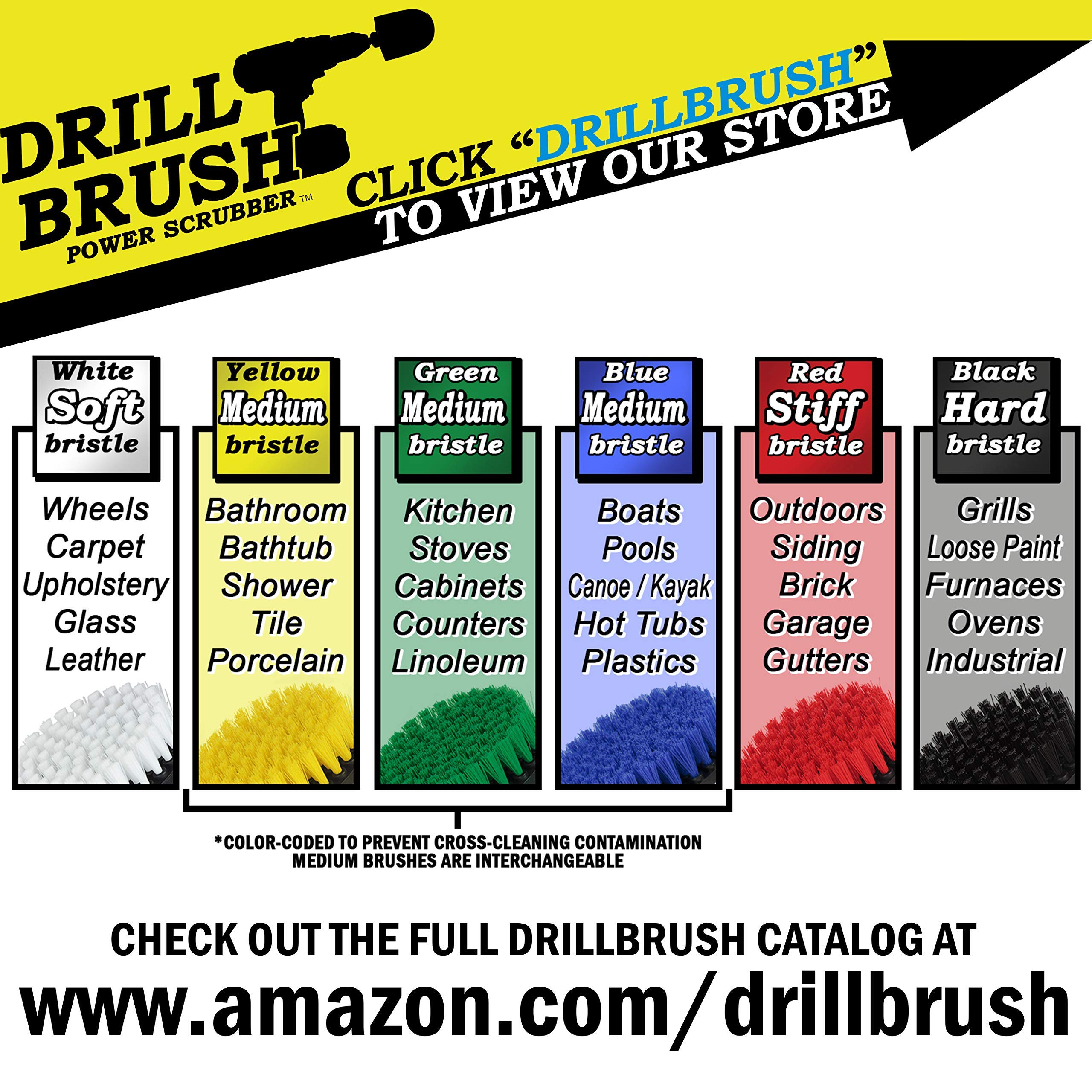 Car Accessories - Drill Brush Attachment - Car Wash - Wheel Brush - Car Mats - Detail Brush - Carpet Cleaner - Upholstery Cleaner - Boat Accessories - Glass Cleaner - Kayak Hull Cleaner - Fiberglass