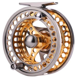 fly fishing reel large arbor 2+1 bb with cnc-machined aluminum alloy body and spool in fly reel sizes 5/6