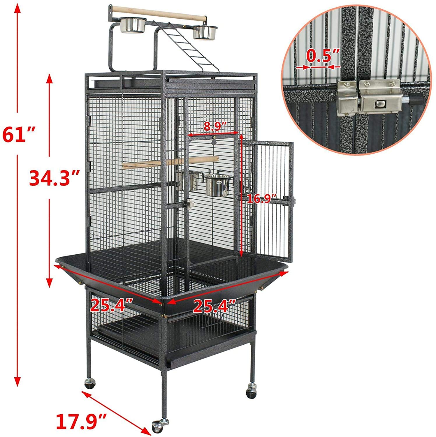 Nova Microdermabrasion 61 Inches Large Bird Cage Play Top Parrot Cockatiel Parakeet Chinchilla Macaw Cockatoo Cage W/Stand Perch Pet Supplies