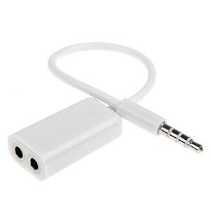 3.5mm Headset Headphone Splitter Earphone Speaker Audio Y Adapter Dual Port White for Virgin Mobile iPhone 5S - Virgin Mobile iPhone 6S - Virgin Mobile iPhone 6S Plus