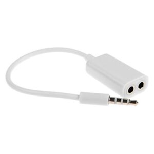 3.5mm Headset Headphone Splitter Earphone Speaker Audio Y Adapter Dual Port White for Virgin Mobile iPhone 5S - Virgin Mobile iPhone 6S - Virgin Mobile iPhone 6S Plus