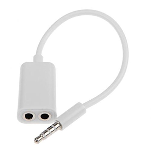 3.5mm Headset Headphone Splitter Earphone Speaker Audio Y Adapter Dual Port White for Virgin Mobile iPhone 5S - Virgin Mobile iPhone 6S - Virgin Mobile iPhone 6S Plus