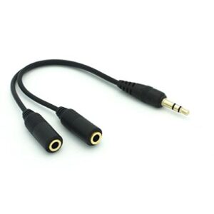 3.5mm headset headphone splitter earbuds audio jack y adapter dual port black for ipod nano 5th gen, 7th gen, touch 1st gen, 2nd gen, 3rd gen, 4th gen, ipod touch 5 - huawei p9 - lg g5 v10 v20