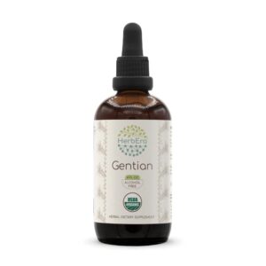 gentian b120 alcohol-free herbal extract tincture, concentrated liquid drops natural usda organic gentian (gentiana lutea) dried root (4 fl oz)