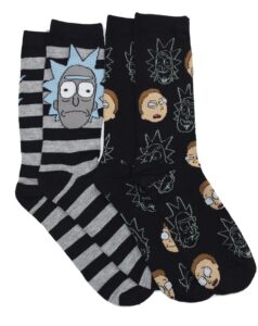 rick & morty casual socks, 2 pack, shoe size 6-12