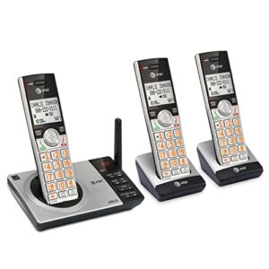 at&t dect 6.0 expandable cordless phone with answering system, silver/black with 3 handsets