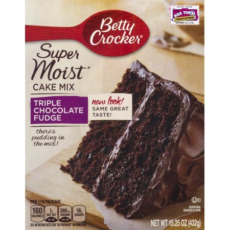 Betty Crocker Super Moist Cake Mix Triple Chocolate Fudge 15.25 oz Box (Pack of 8)