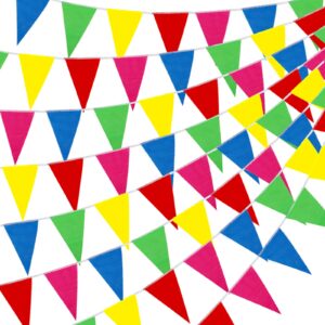 ygeomer 300pcs colorful pennant flags banner 375ft multicolor pennant banner nylon cloth flag pennants for party celebrations and shops decorations