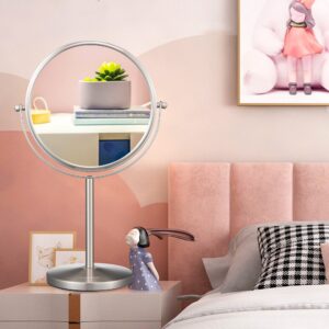 ALHAKIN Magnifying Makeup Mirror, 8-Inch Double Sided Vanity Tabletop Mirror with 10X Magnification, Nickel Finished