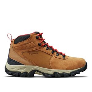 Columbia Men's Newton Ridge Plus II Suede Waterproof Hiking Boot, elk/Mountain red, 12