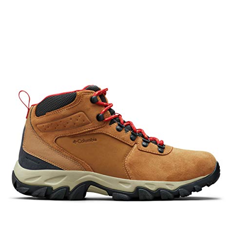 Columbia Men's Newton Ridge Plus II Suede Waterproof Hiking Boot, elk/Mountain red, 12