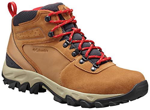 Columbia Men's Newton Ridge Plus II Suede Waterproof Hiking Boot, elk/Mountain red, 12