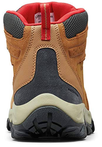 Columbia Men's Newton Ridge Plus II Suede Waterproof Hiking Boot, elk/Mountain red, 12