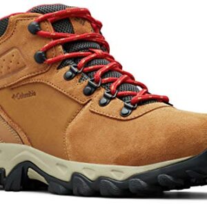 Columbia Men's Newton Ridge Plus II Suede Waterproof Hiking Boot, elk/Mountain red, 12