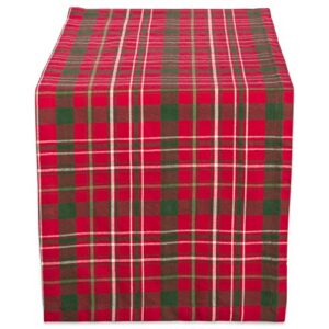 dii holiday dining table linen collection tartan holly plaid, christmas table runner, 14x72, red & green